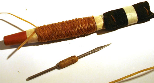 Braiding Rawhide onto a Knife Handle