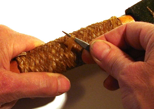 Braiding Rawhide onto a Knife Handle